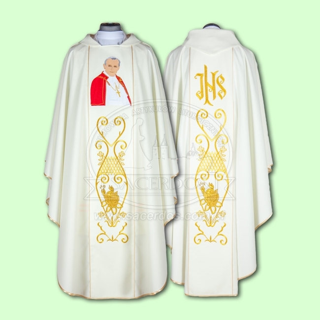 Ornat biały - św. Jan Paweł II (2) - Hurtownia Artykułów Liturgicznych "SACERDOS"
