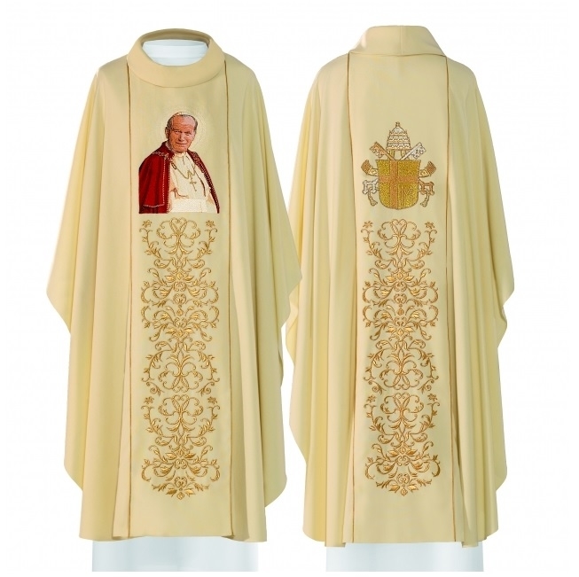 Ornat biały - św. Jan Paweł II (7) - Hurtownia Artykułów Liturgicznych "SACERDOS"
